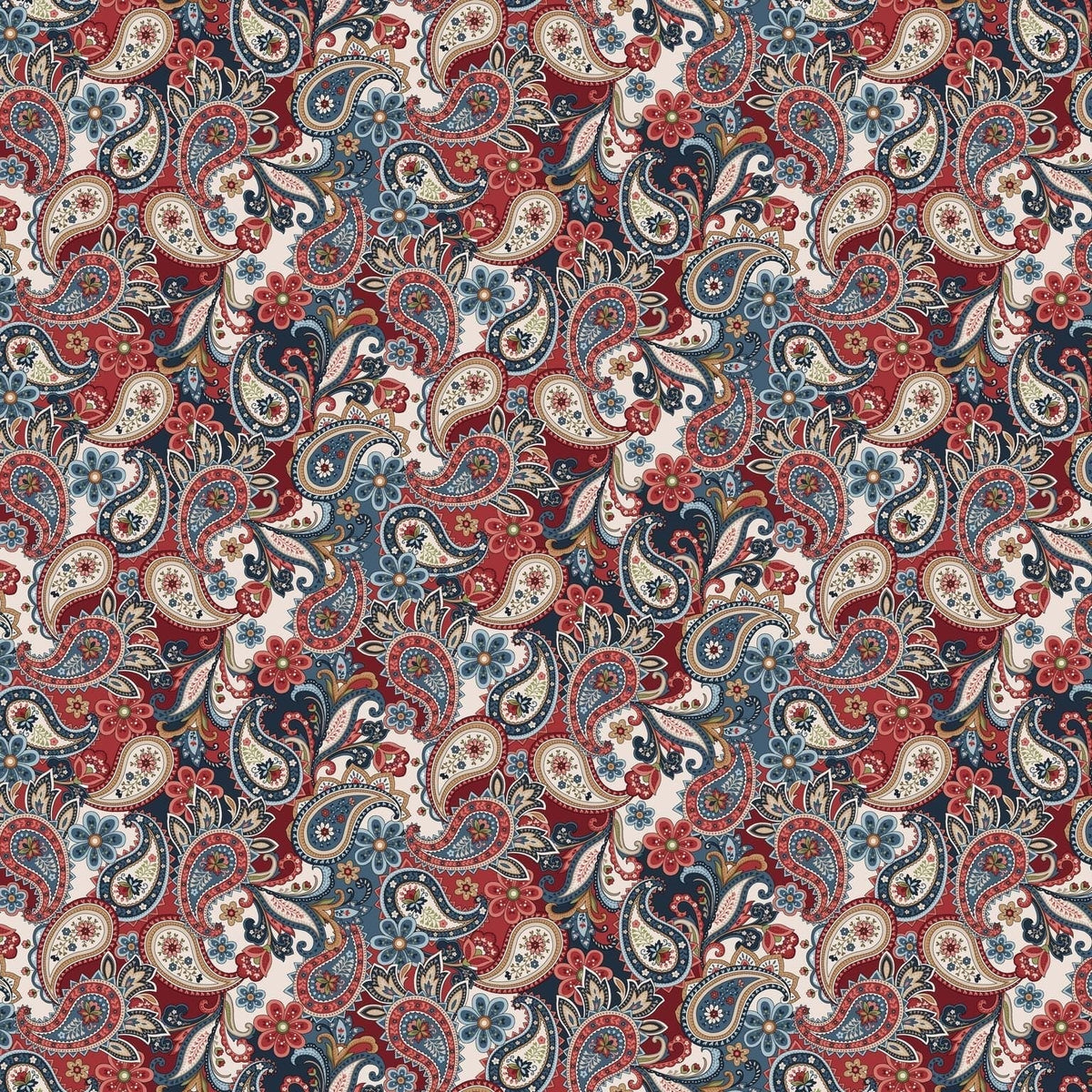 Cottonwood Stables - Per Yard - Red Paisley - Henry Glass - 3061 88-Re ...