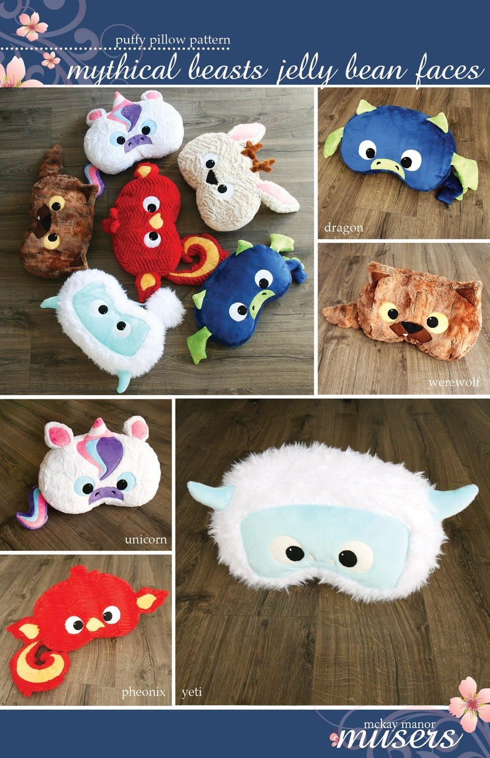 Mythical Beasts - Puffy Pillow Pattern -Dragon, Yeti, Werewolf, Unicor ...