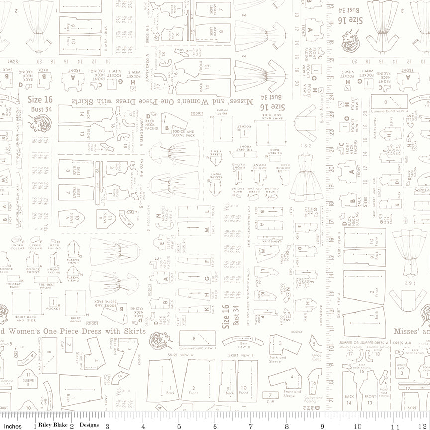 NEW! Home Town - Patterns Pewter - Per Yard - by Lori Holt of Bee in M ...