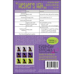 Hester's Hat - Quilt PATTERN - by Jenifer Dick - Everyday Applique - E ...