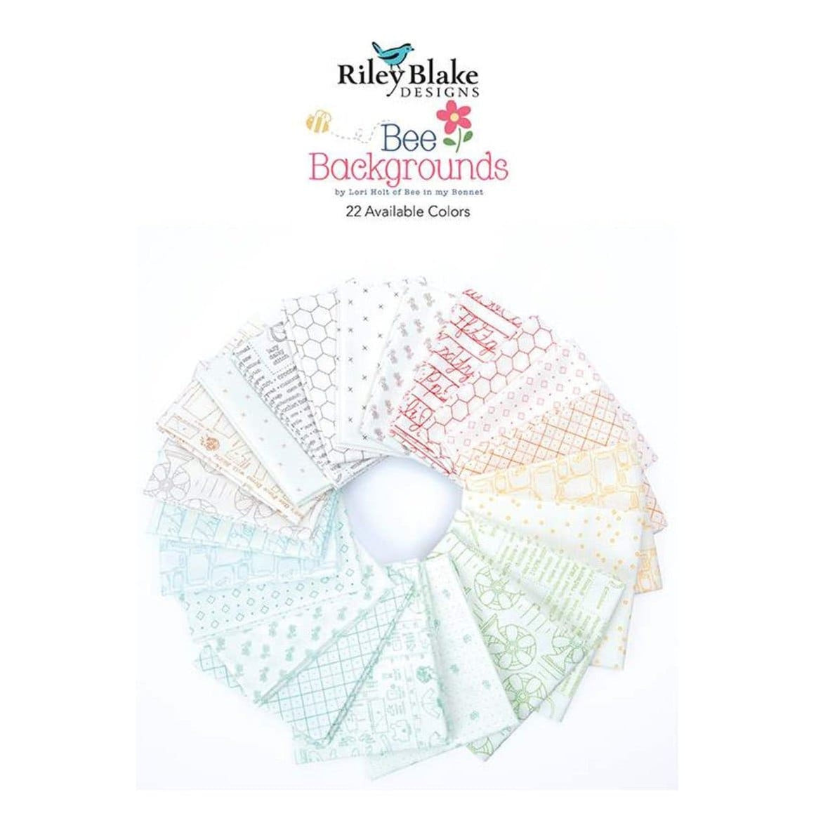 Bee Backgrounds Aqua Penmanship Fabric by Yard - Lori Holt — RebsFabStash
