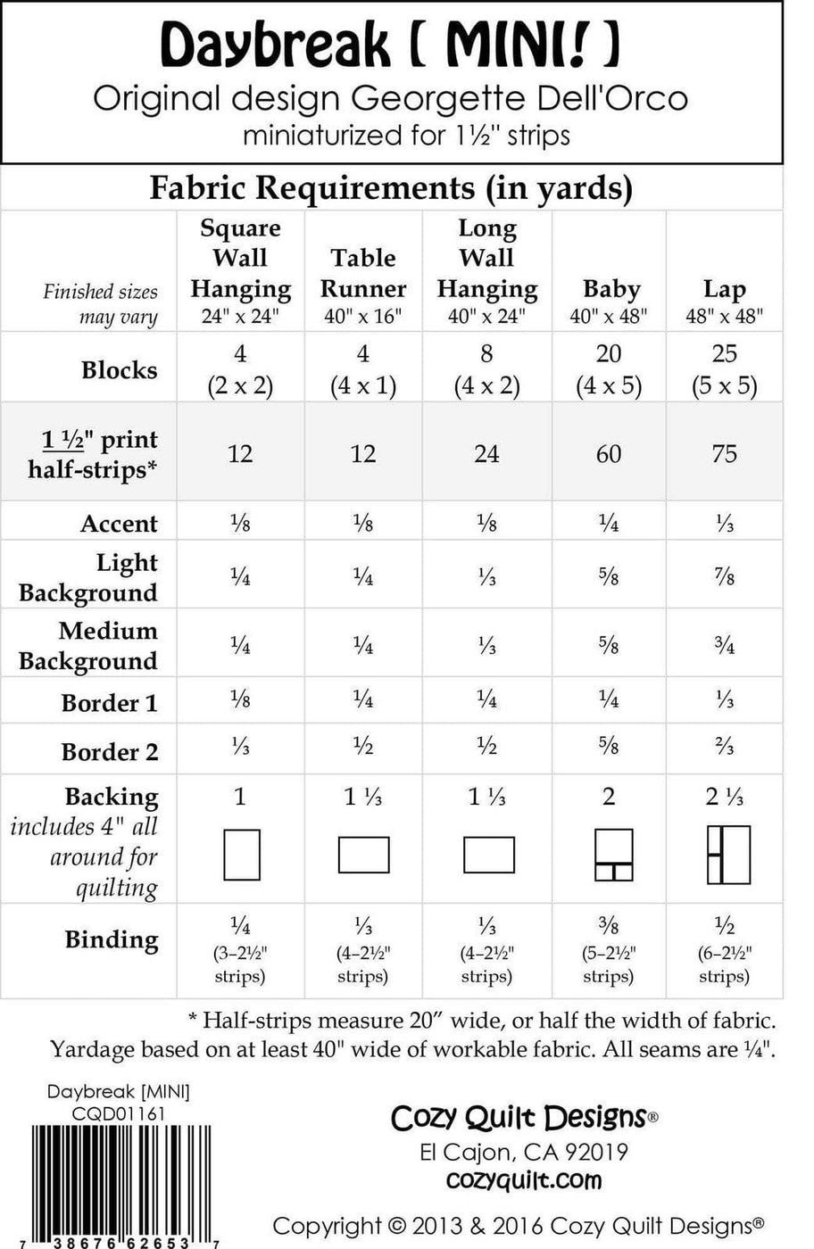 Daybreak [Mini!]- Quilt Pattern -Cozy Quilt Designs - Quilt Pattern ...