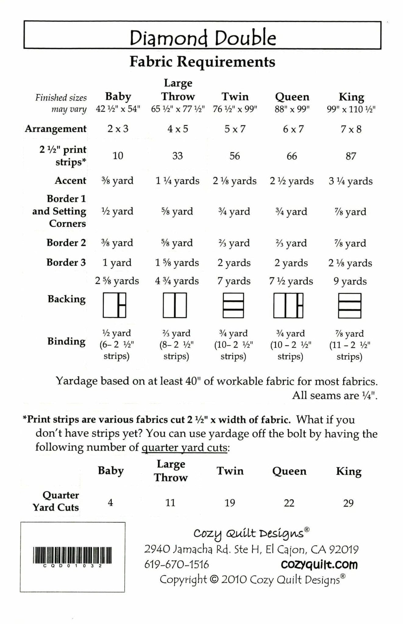 Diamond Double - Pattern - Cozy Quilt Designs - by Daniela Stout ...