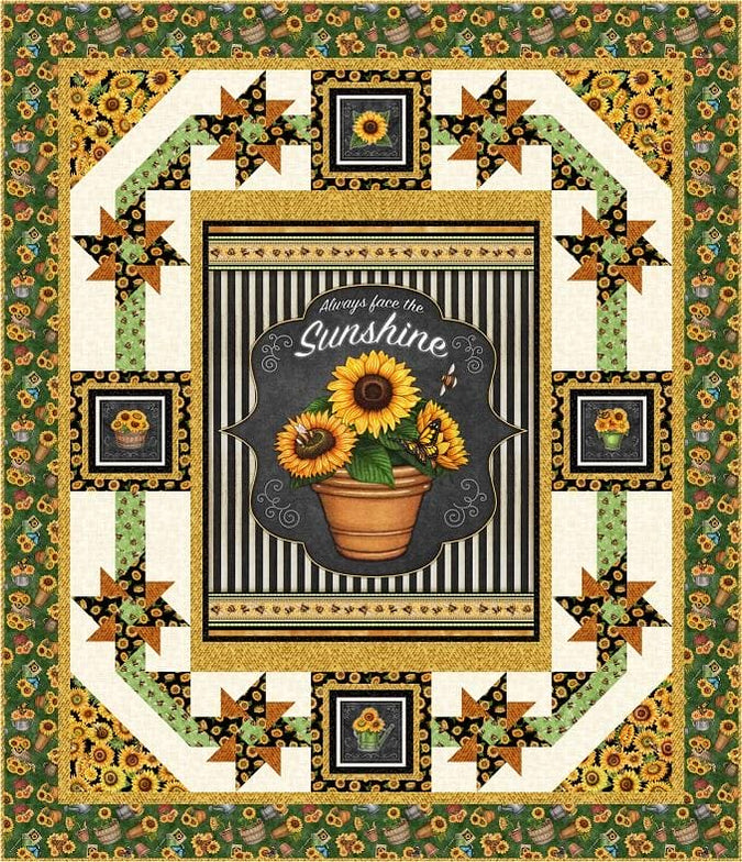 Sunshine & Pinwheels Sunflower Quilt Kit | RebsFabStash