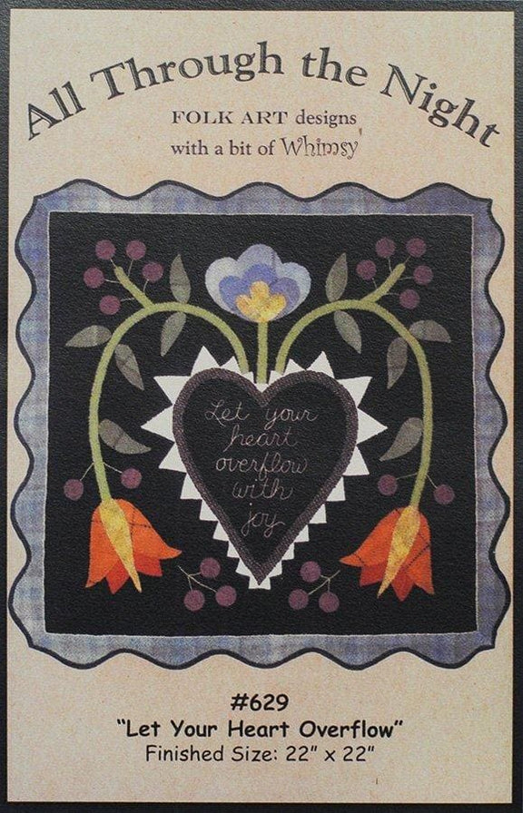 Let your Heart Overflow #629- Primitive wool applique pattern - penny ...