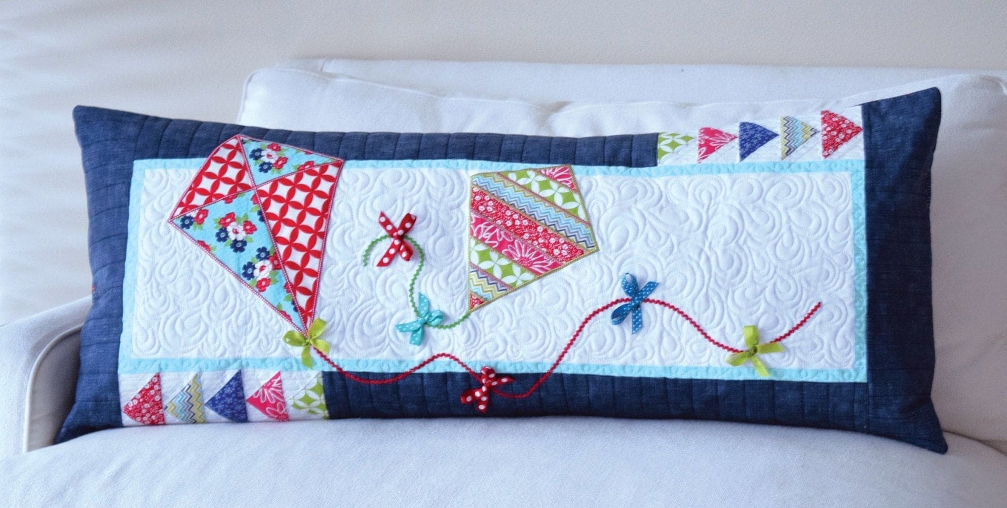 Let's Go Fly a Kite! Bench Pillow - PATTERN - Machine EMBROIDERY CD ...