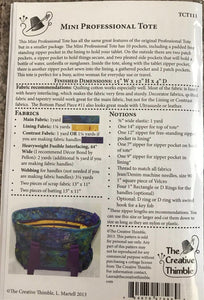 Mini Professional Tote Pattern - The Creative Thimble — RebsFabStash