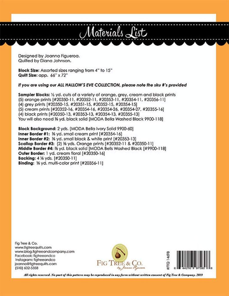 Halloween Figs Sampler - A 12 Month Block of the Month Quilt Pattern ...