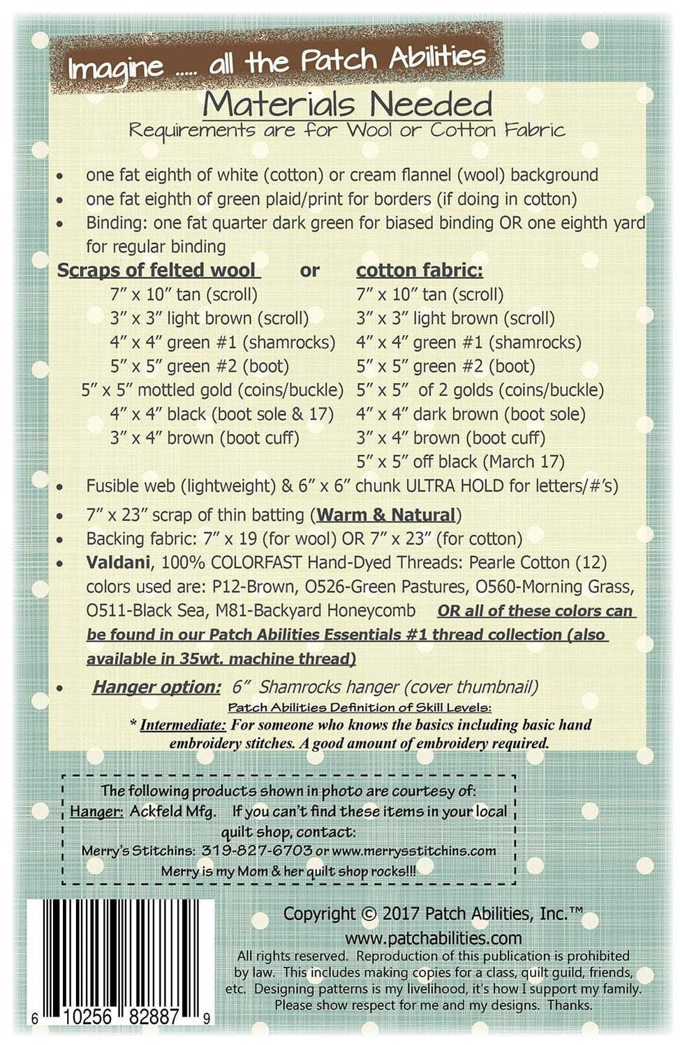 Saint Paddy's Day Pattern by Patch Abilities, Inc. Easy Pattern - M11 ...