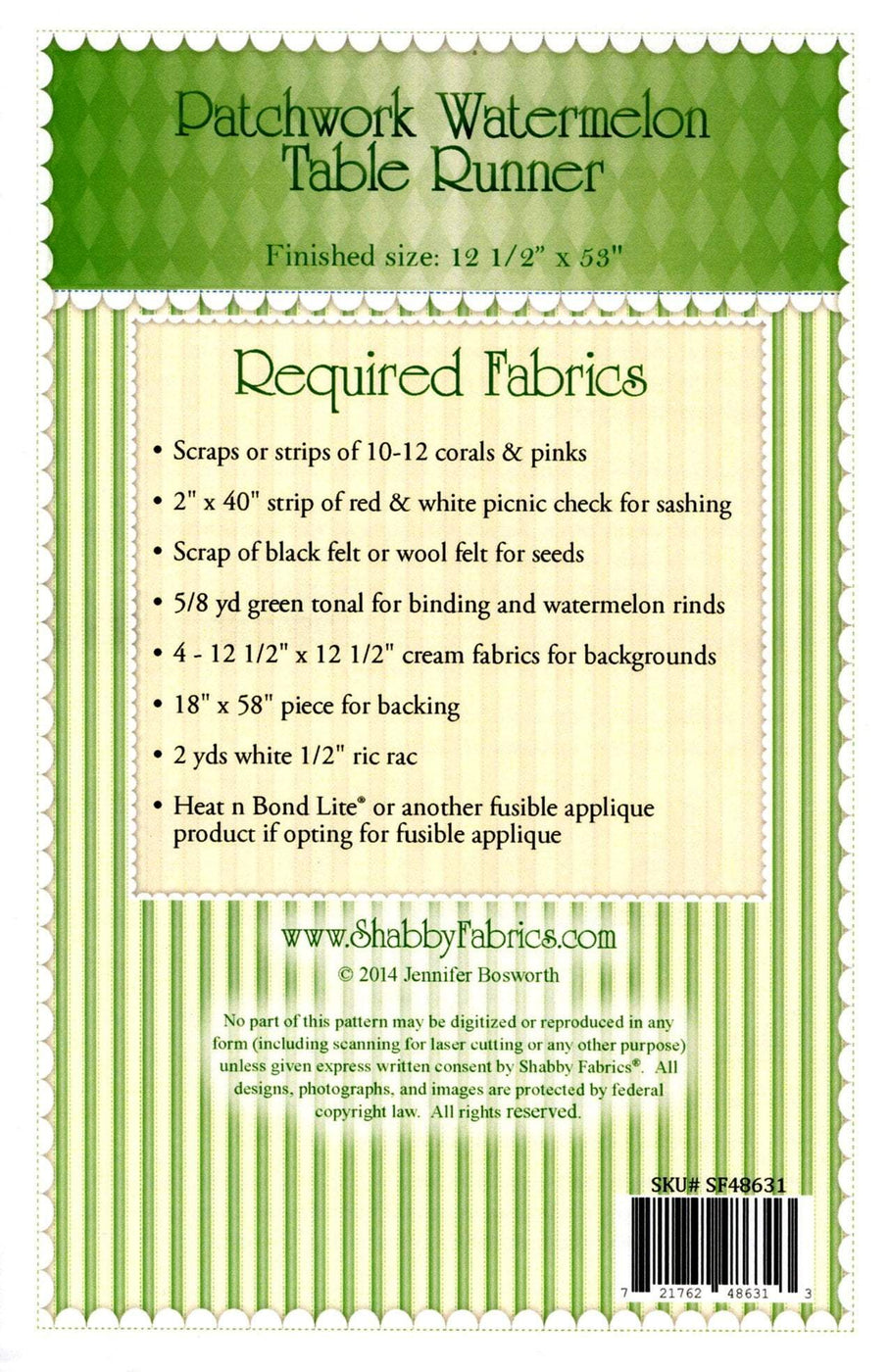 Patchwork Watermelon Table Runner - Pattern - by Shabby Fabrics - Summ — RebsFabStash