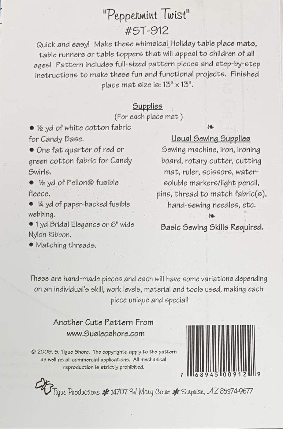 Peppermint Twist - Place Mats, Table Runner or Tabble Topper! by Susie ...