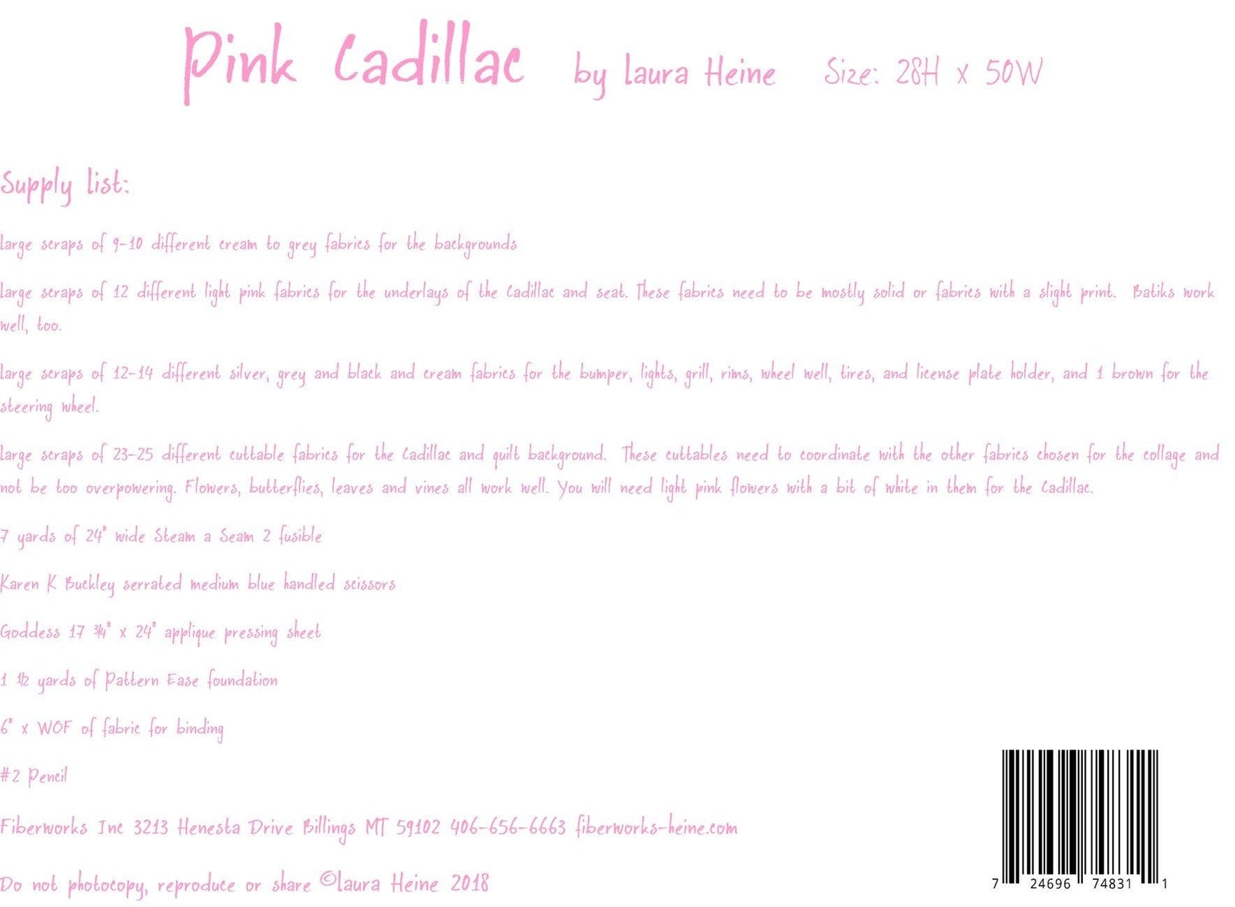 Pink Cadillac Collage from Fiberworks Inc. - Quilt Pattern by Laura He ...
