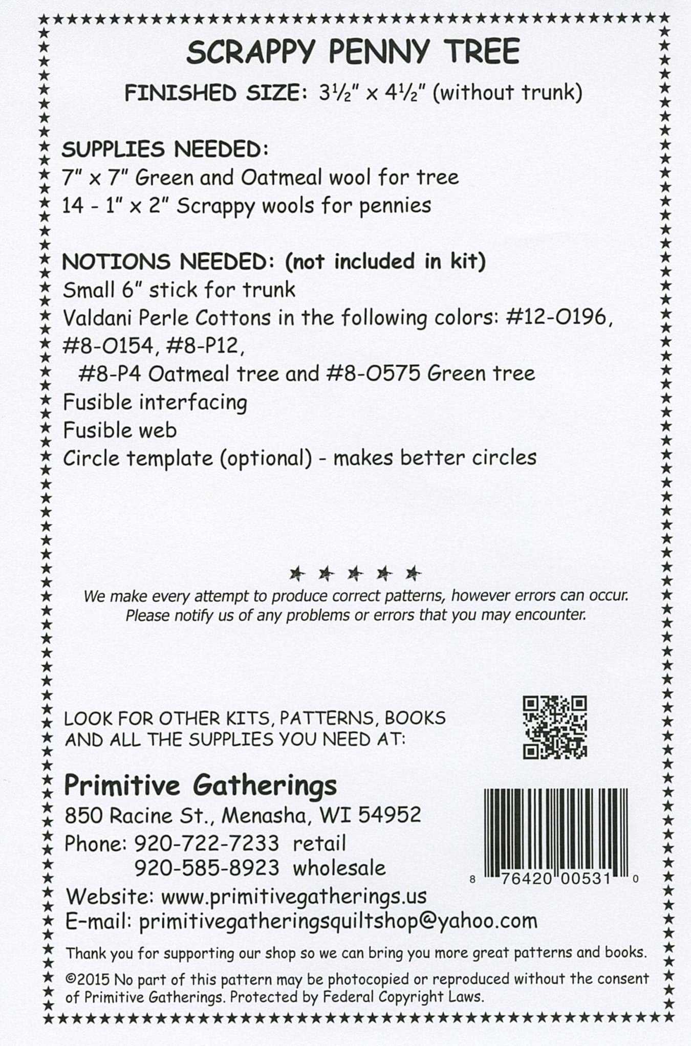 Scrappy Penny Tree - pattern- Primitive Gatherings by Lisa Bongean -Pr ...