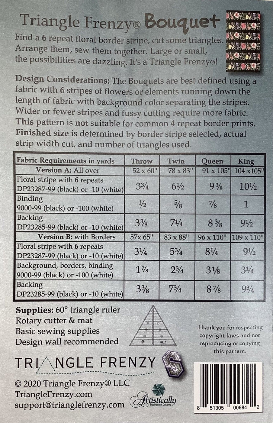 Triangle Frenzy Bouquet - Quilt PATTERN - by Bunnie Cleland - Features ...