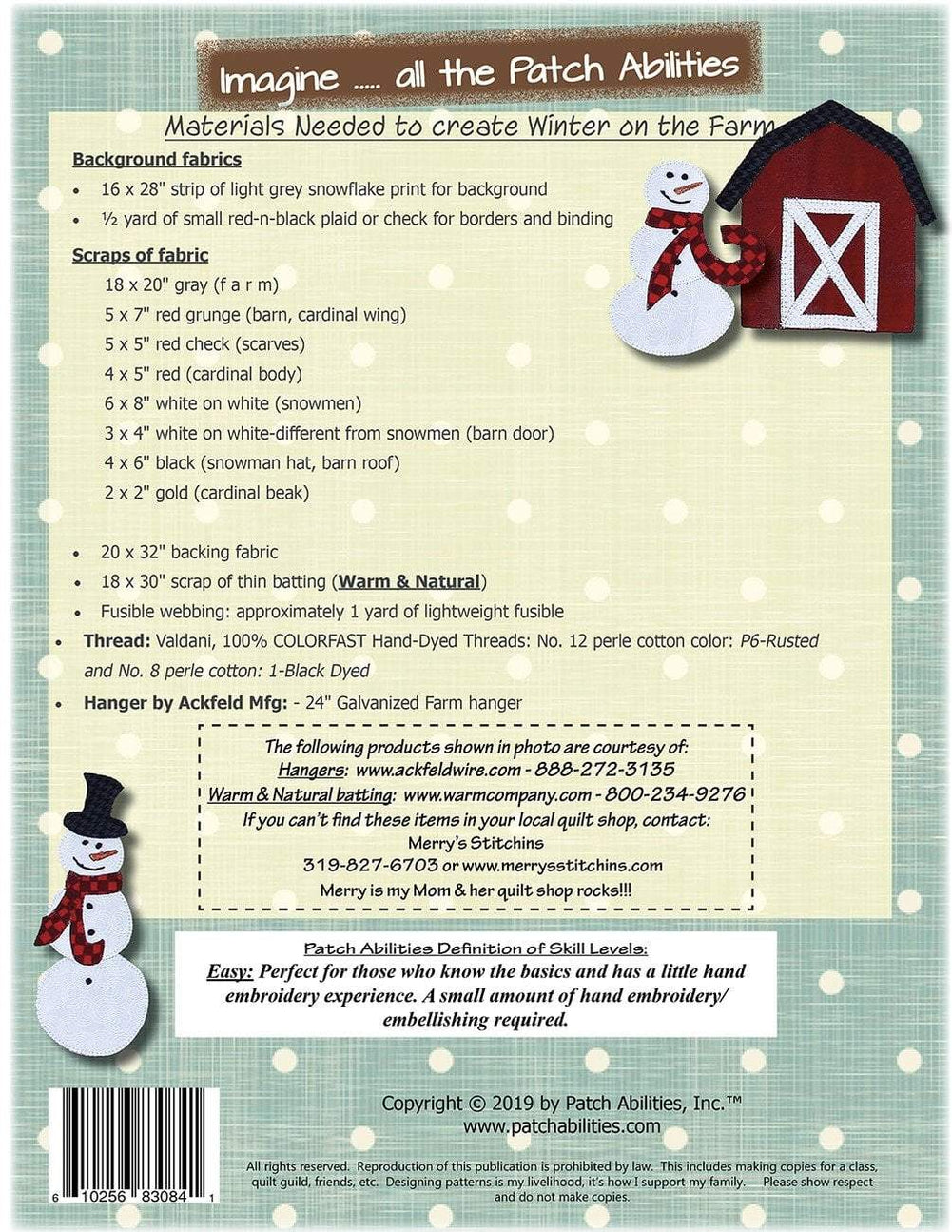 Winter on the Farm Pattern! - - designed by Julie Wurzer - Patch Abili — RebsFabStash